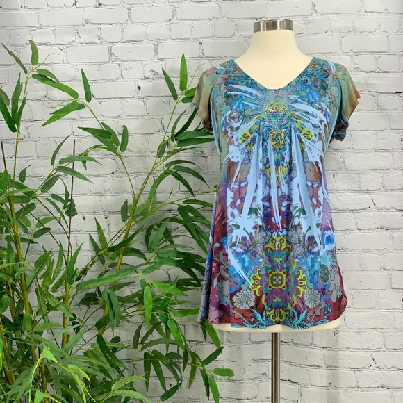 ONE WORLD | Tops | One World Floral Print Stretchy Tunic Top | Poshmark